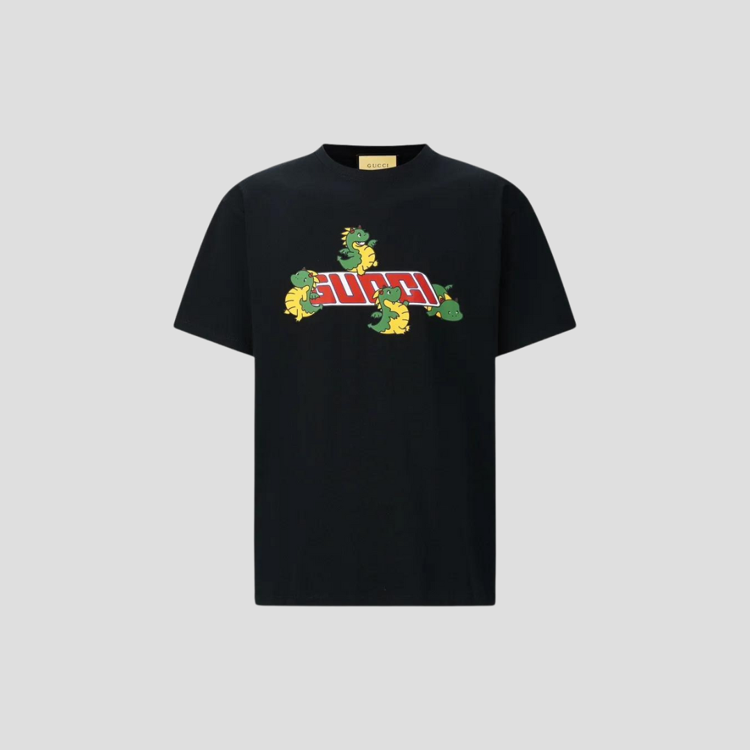 Áo Phông Gucci Black With Dragon Baby Logo Printed - 771758XJGCG 1152