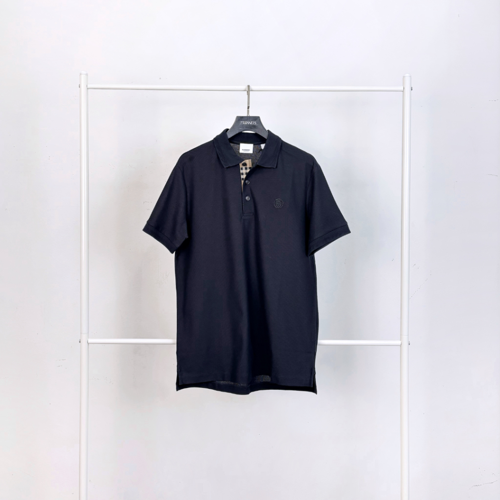 Áo Polo Burberry Black With TB Logo Embroidered - 8084010 A1189