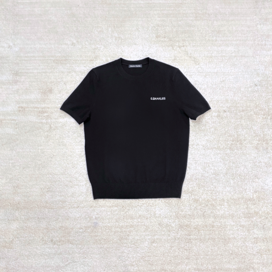 Áo len Chester Charles Short Sleeve In Black - CW601KM0257B0