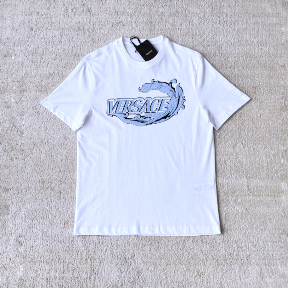 Áo Phông Versace Baroque With Logo Embroidered In White - 1014427 ...