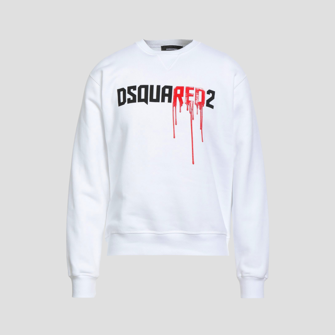Áo Nỉ Dsquared2 Bloody Red Logo Cool Fit Crewneck In White - S74GU0813 ...