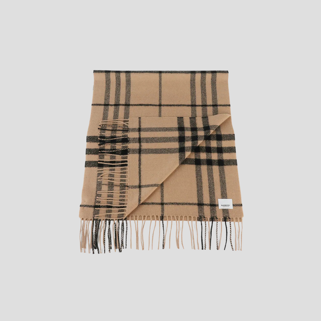 Khăn Burberry Giant Check Wool Scarf Camel 210*45cm - 8094281