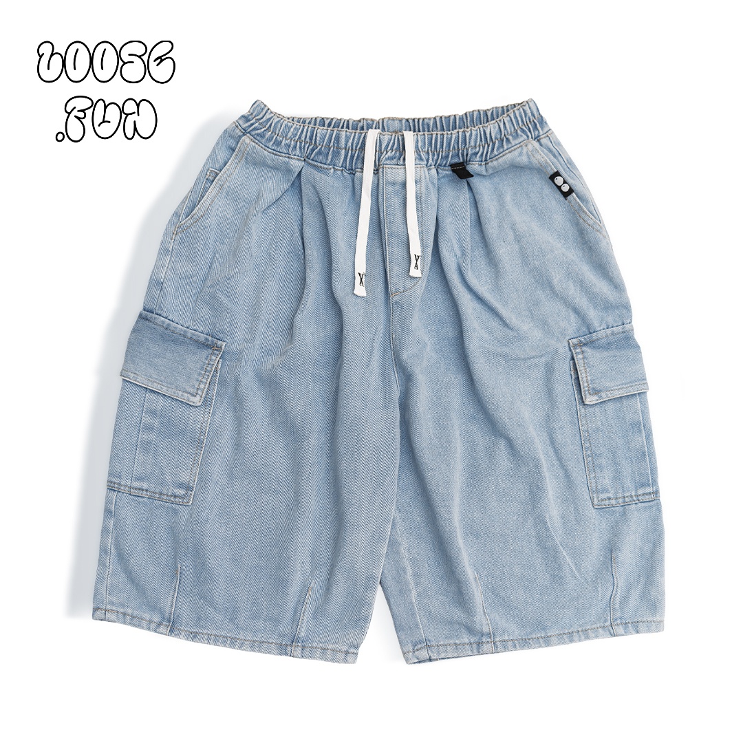 Quần Lửng Túi Hộp Jean Loose.Fun Màu Bò Sáng Size L