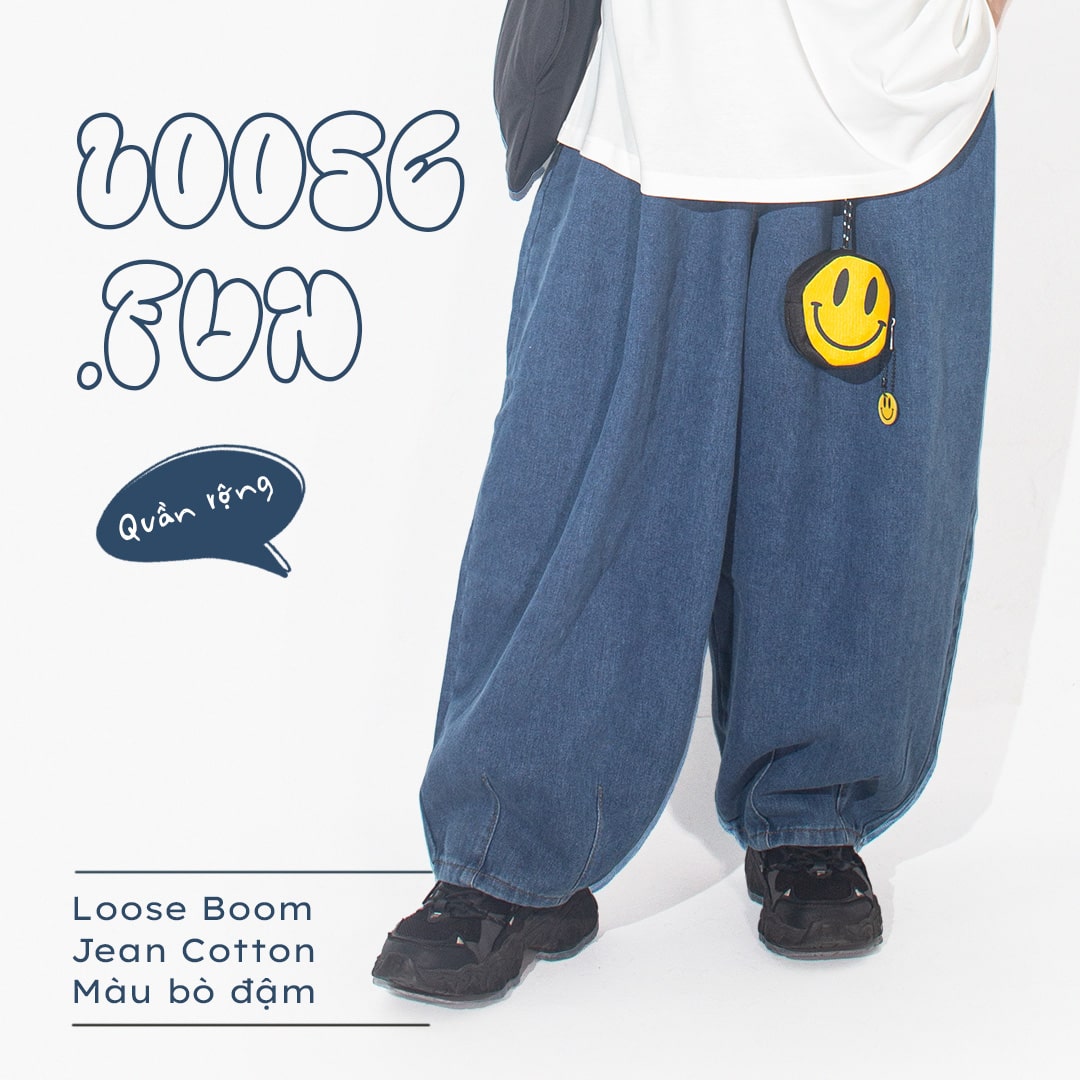 Quần Dài Jean Loose.Fun Màu Bò Đậm