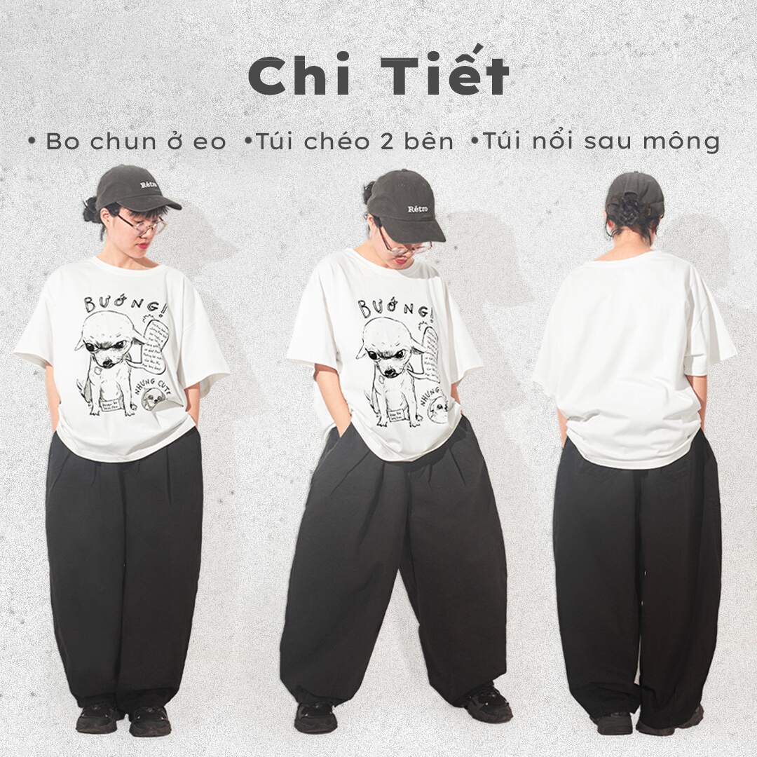 Quần Dài Kaki Loose.Fun Màu Đen Size L