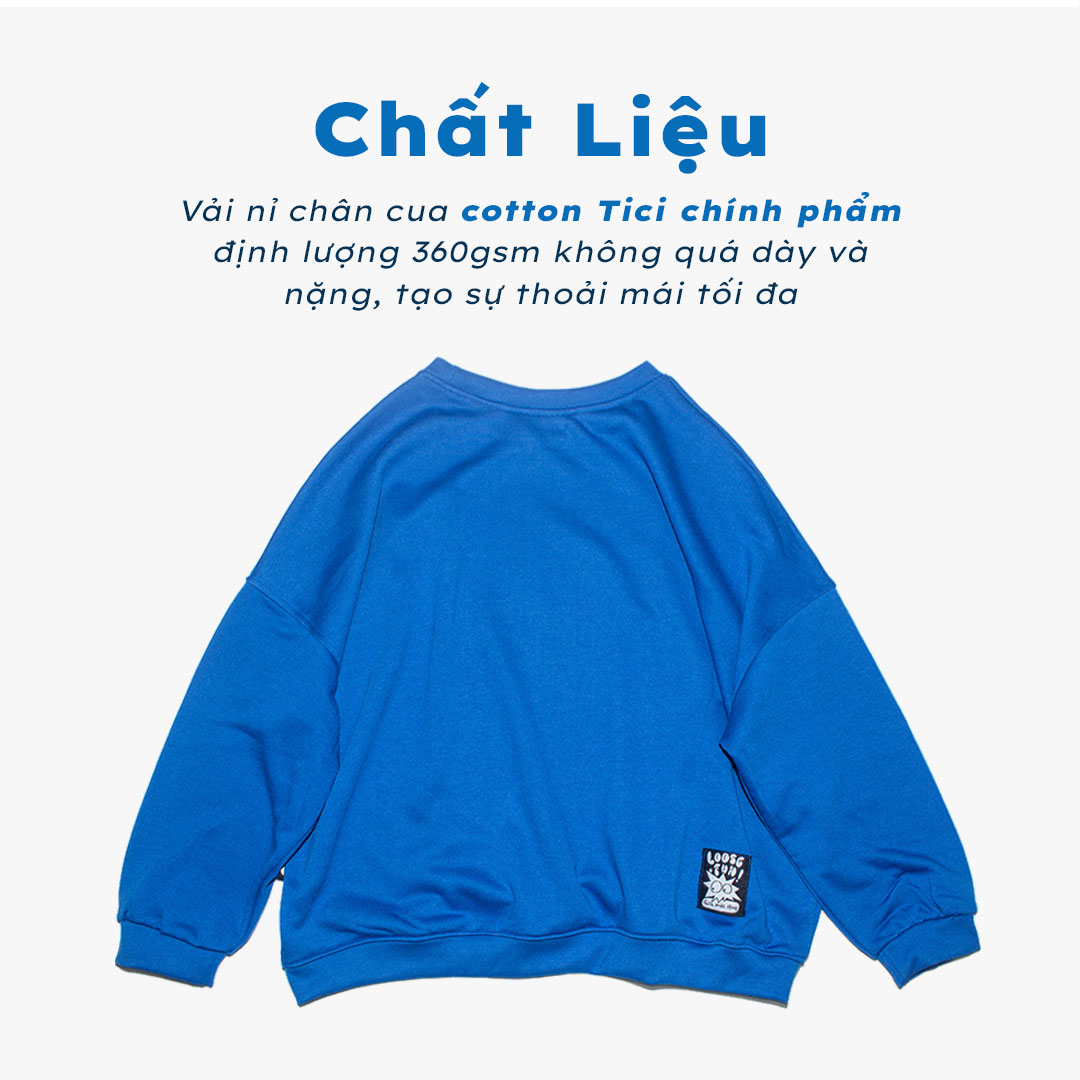Áo Sweater Nỉ Blue Méo Care Loose.fun Size L