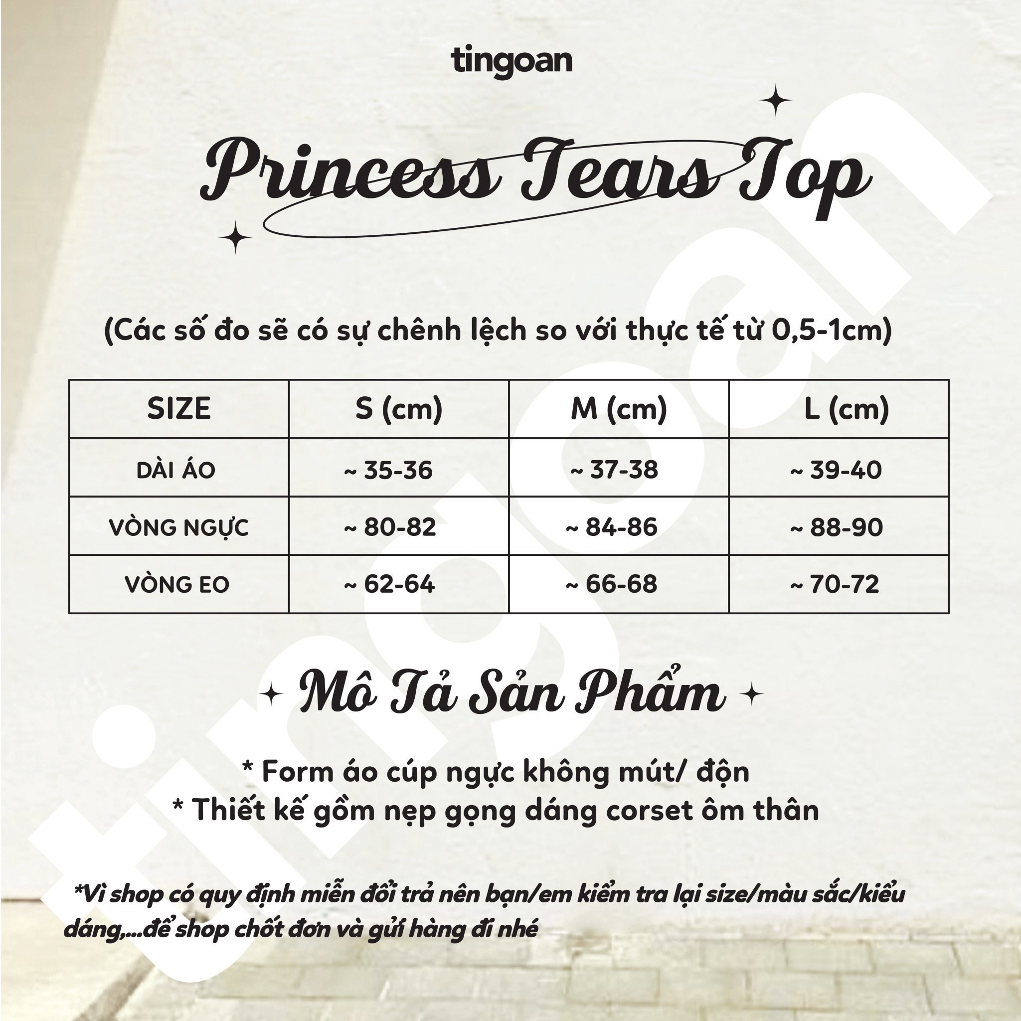 PRINCESS TEARS TOP TRỄ VAI/BL