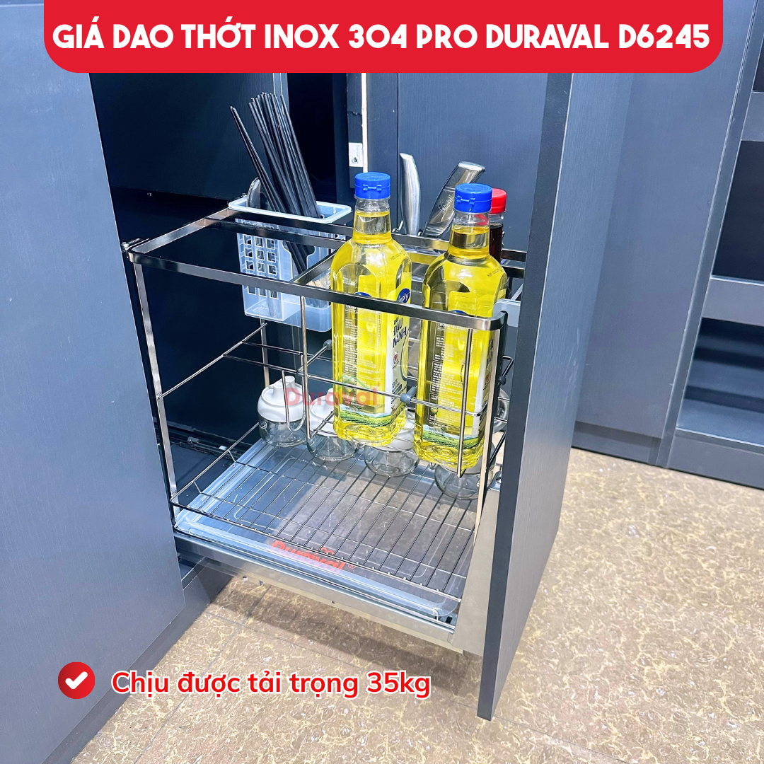 Giá dao thớt, khung đỡ inox 304, Ray chống gỉ Duraval D6245