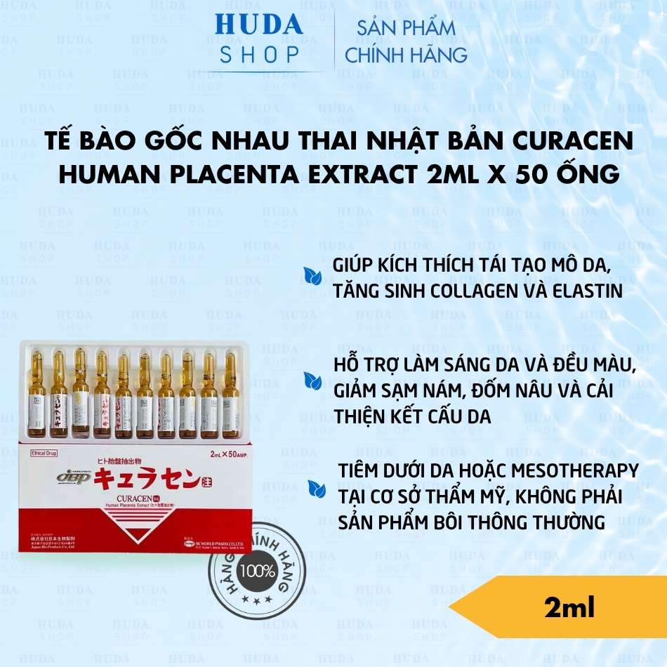 Tế bào gốc nhau thai Nhật Bản Curacen Human Placenta Extract 2ml x 50 ống
