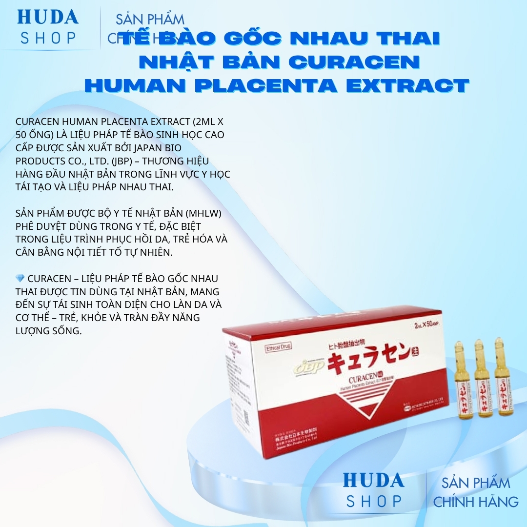 Tế bào gốc nhau thai Nhật Bản Curacen Human Placenta Extract 2ml x 50 ống