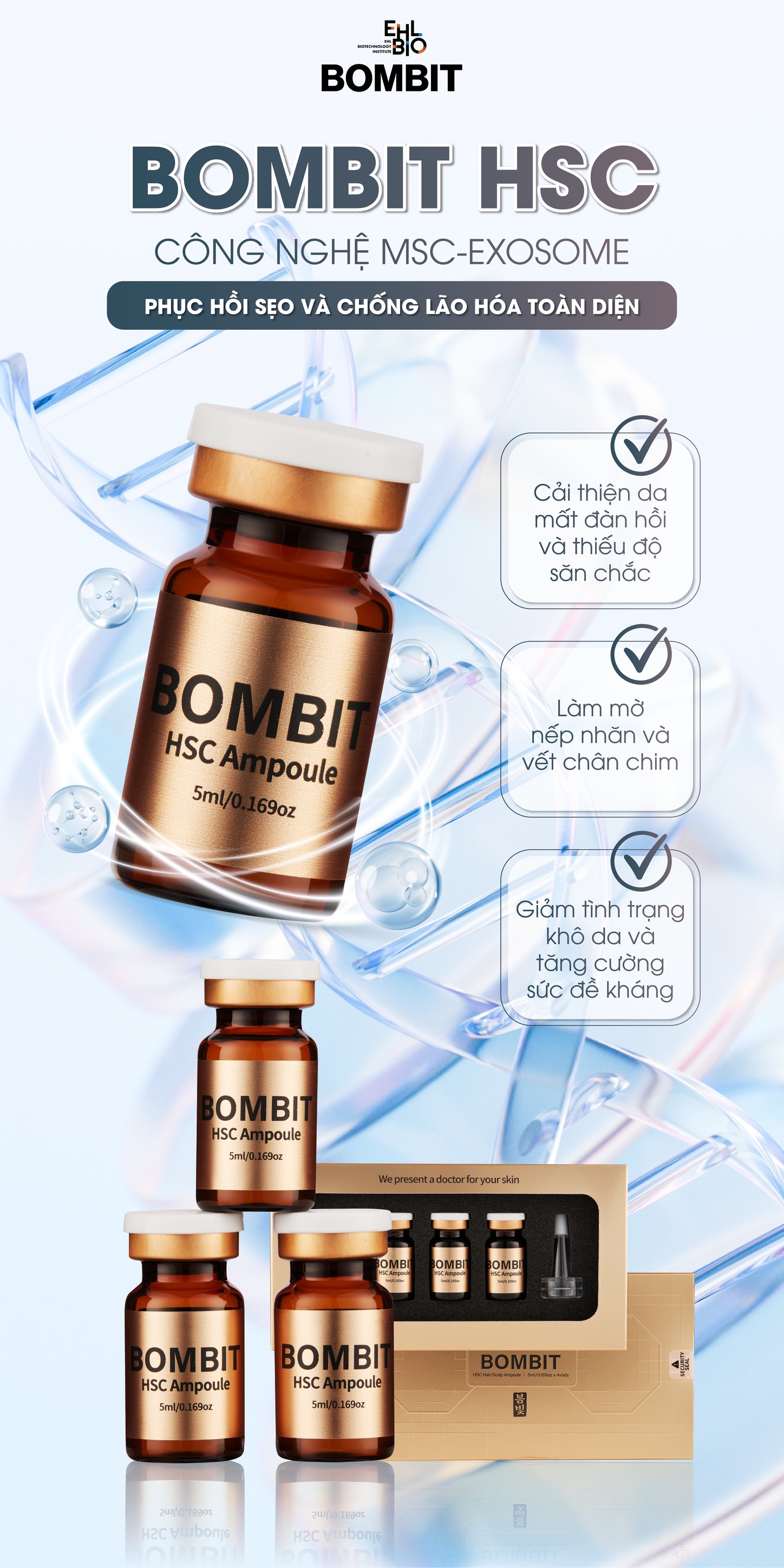 Bombit Meso HSC Exosome tái tạo tế bào phục hồi da