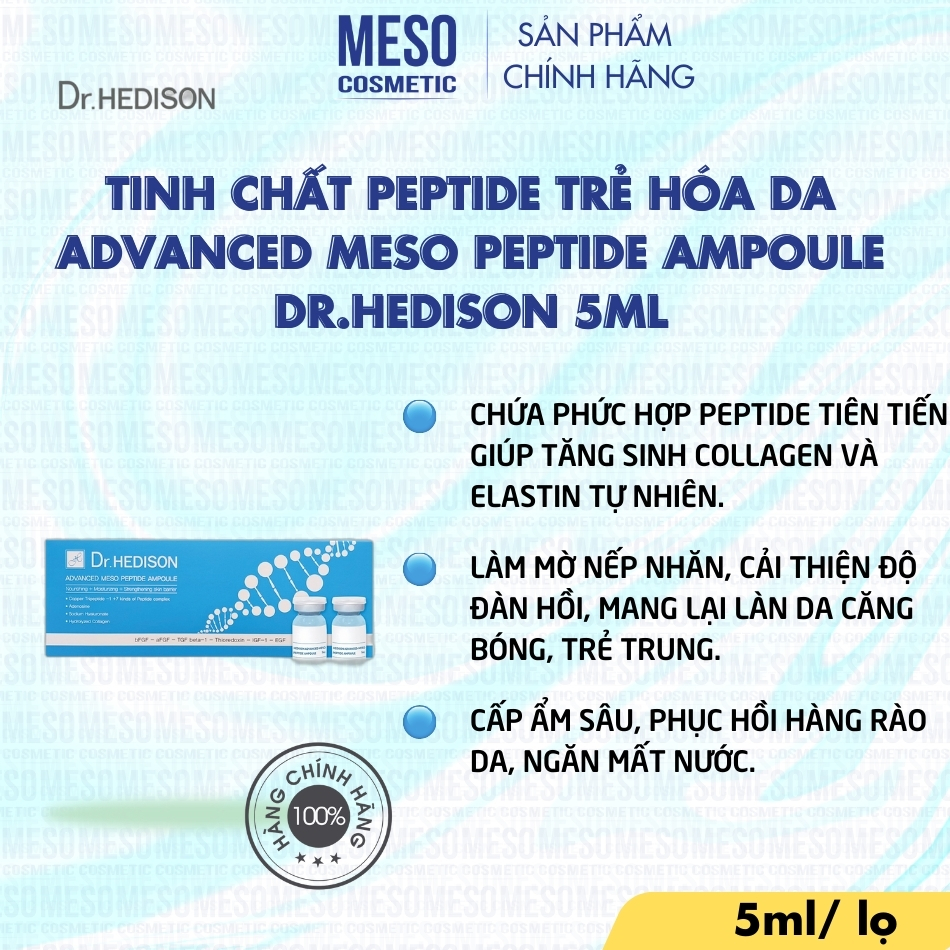Tinh chất Peptide trẻ hóa da Advanced Meso Peptide Ampoule Dr.Hedison 5ml
