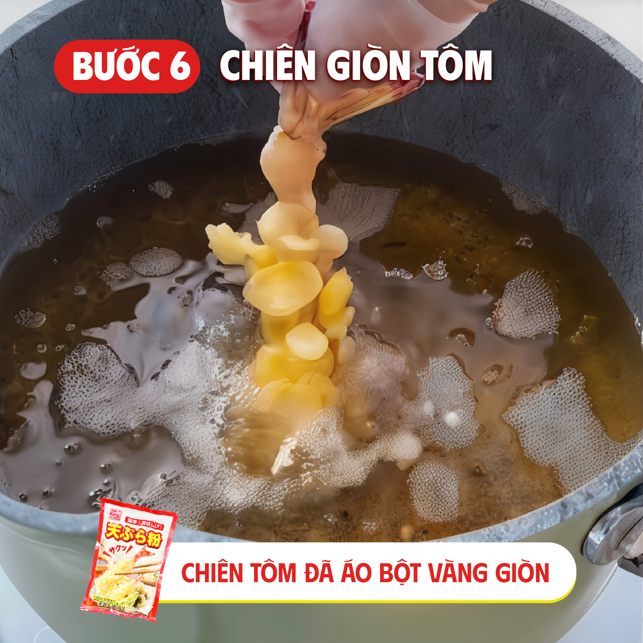 6 BƯỚC ĐƠN GIẢN HOÀN THIỆN MÓN TÔM TEMPURA CHUẨN NHẬT