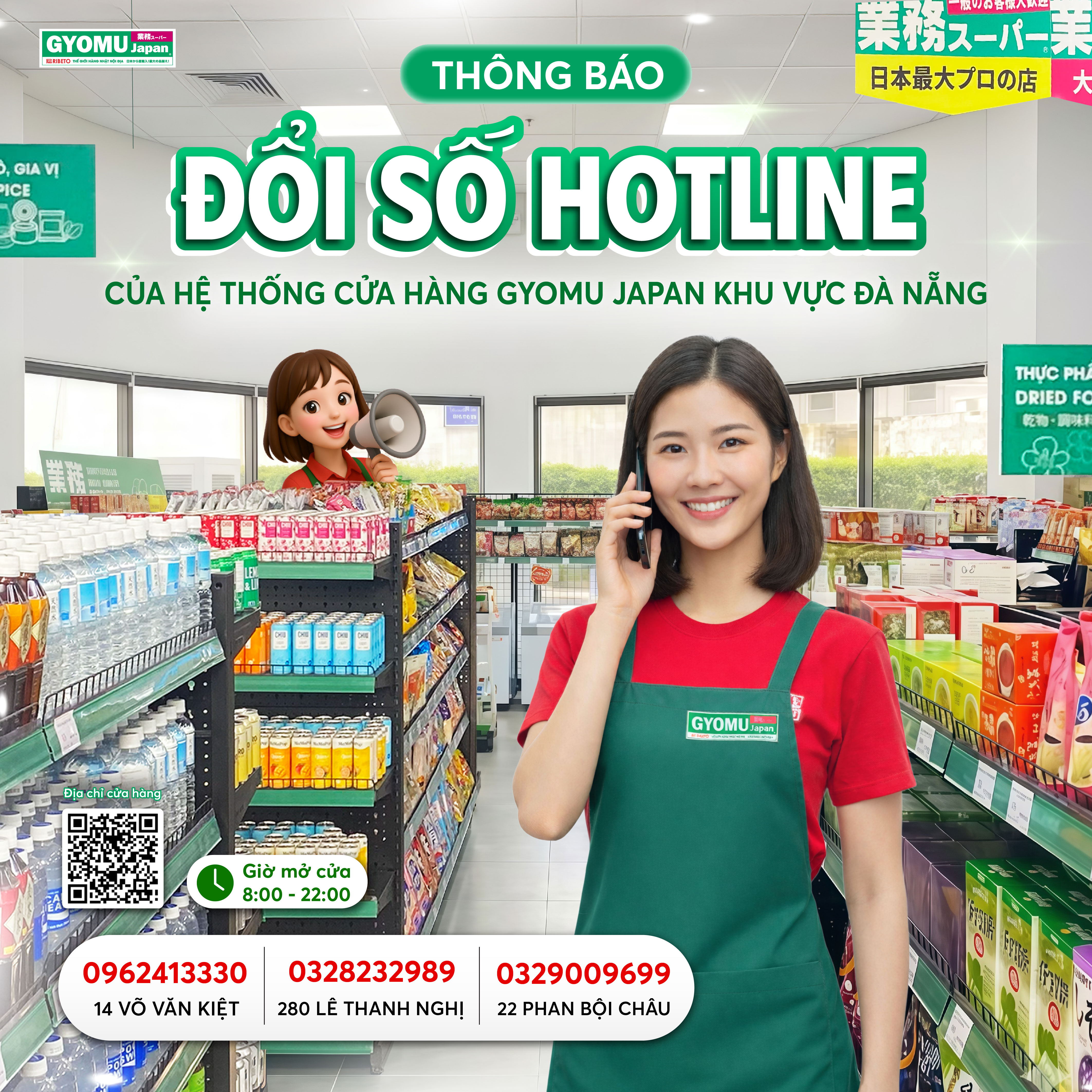 THÔNG BÁO ĐỔI SỐ HOTLINE CỬA HÀNG GYOMU JAPAN ĐÀ NẴNG