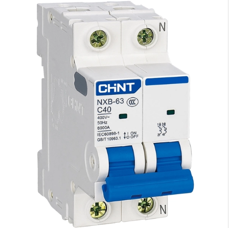 Át điện MCB 2 pha 40A NXB-63 C40 / chính hãng Chint /Aptomat MCB 2P 40A