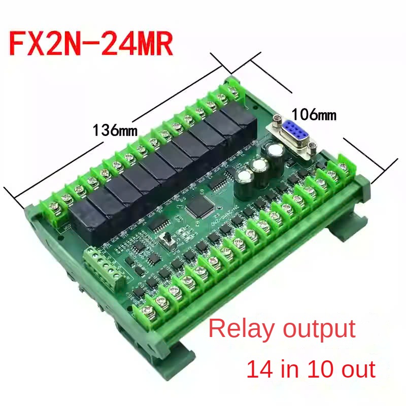 Board Mạch Lập Trình PLC JX FX2N-24MR: 14 Input 10 Output Relay, RS485 2AD, RS232 DB9,GX Works2 ...