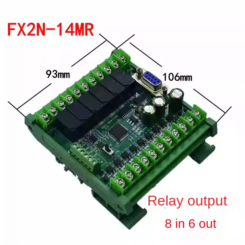 Board mạch lập trình PLC JX FX2N-14MR 8 input 6 output relay Với RS485 2AD RS232 DB9, GX Works2 ...