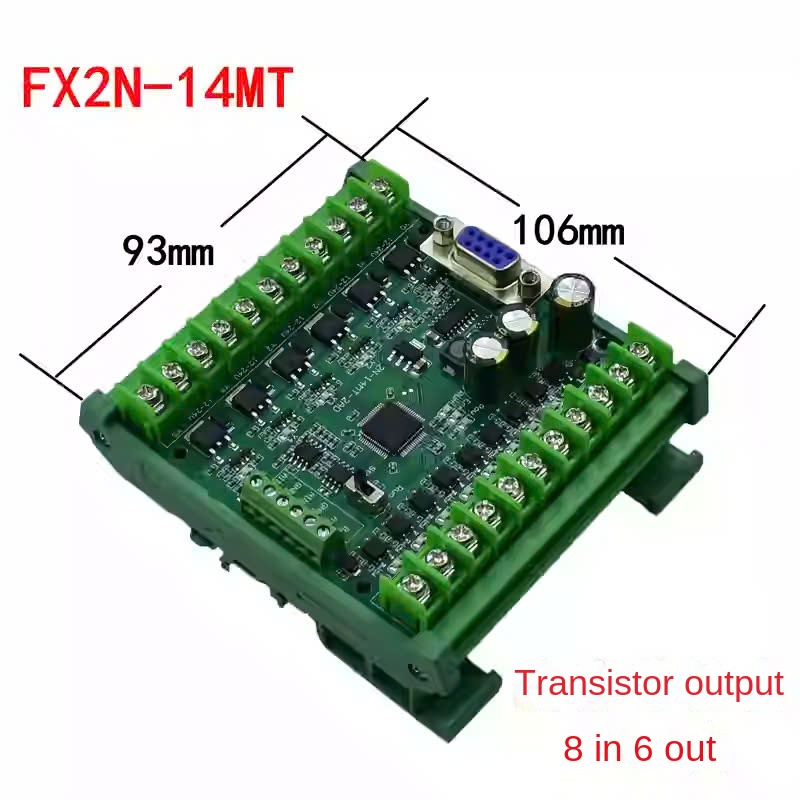Board mạch lập trình PLC JX FX2N-14MT 8 input 6 output transistor Với RS485 2AD RS232 DB9, GX ...