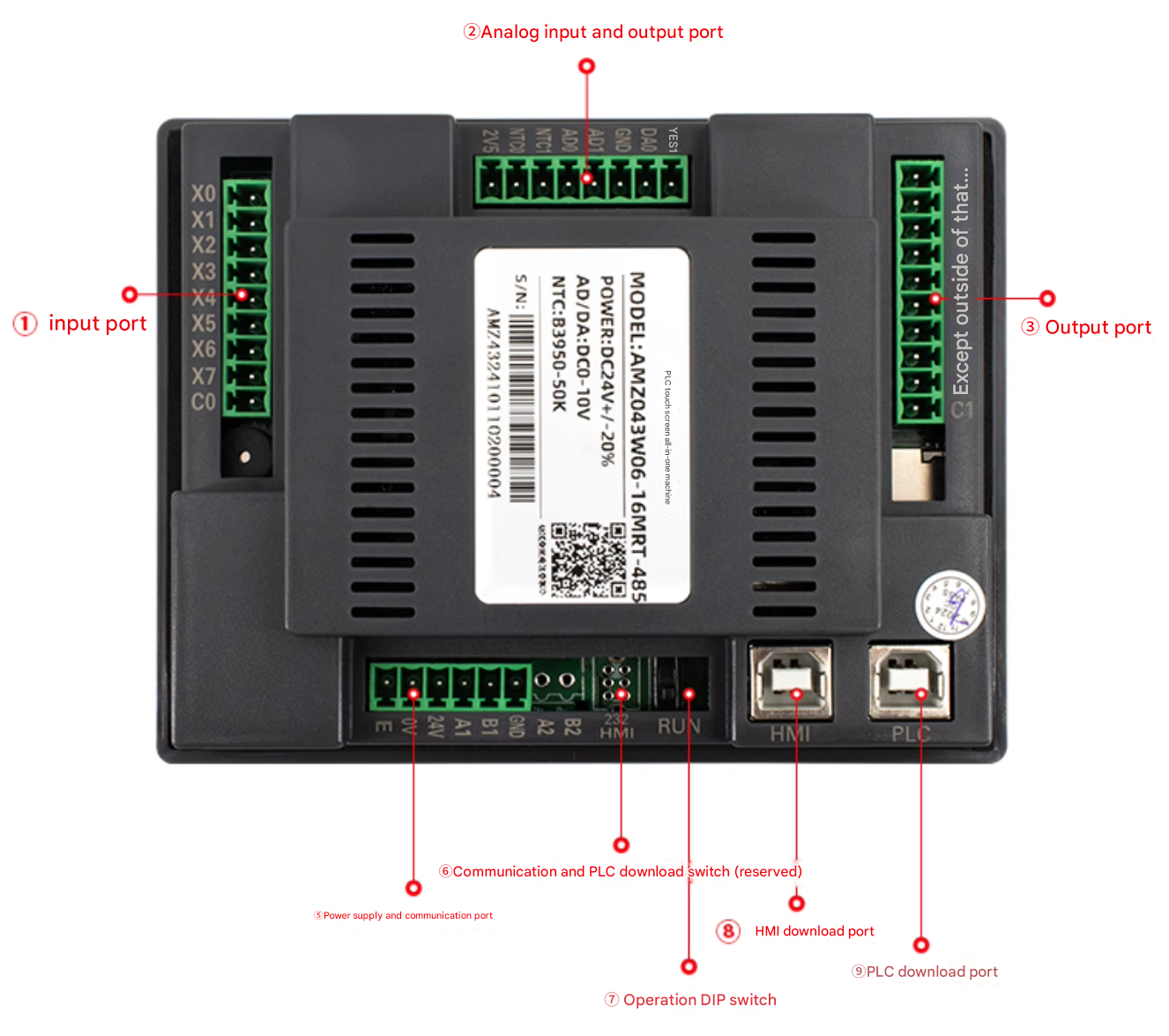 Màn hình cảm ứng HMI Kinseal AMZ043W06-16MRT 4.3 inch Tích hợp PLC FX3U ...