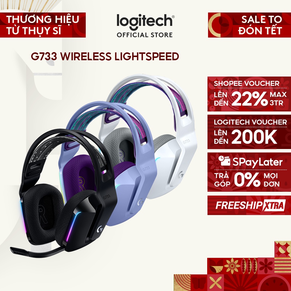 Tai nghe gaming không dây Logitech G733 - RGB, màn loa Pro-G, Mic Blue ...