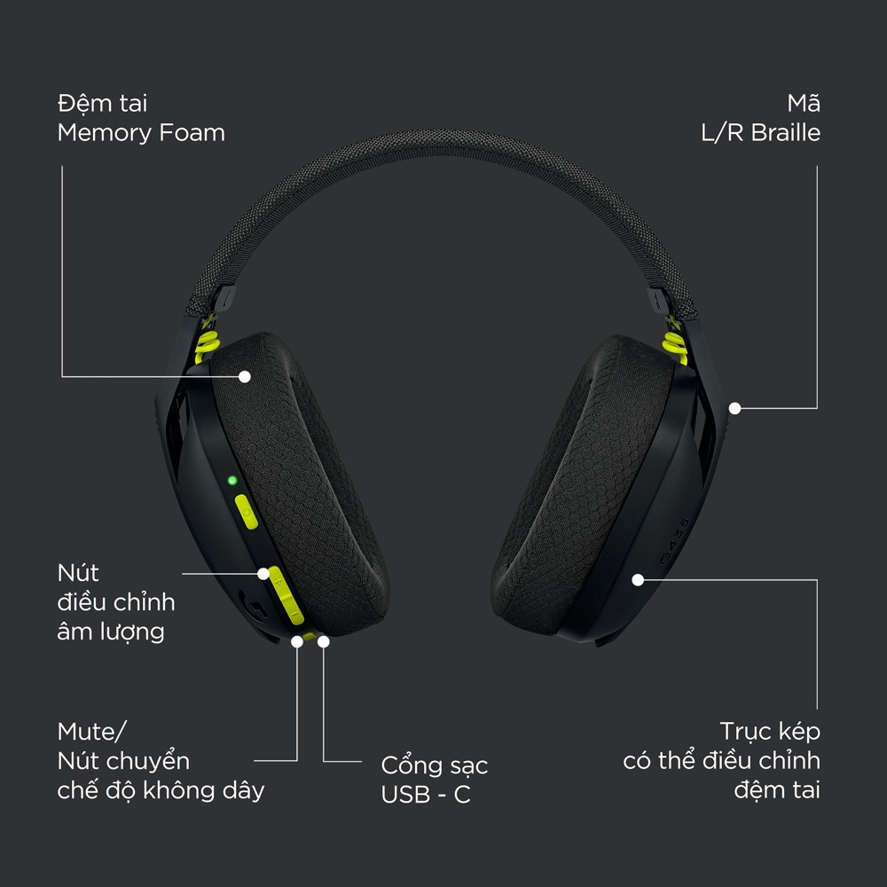 Tai nghe gaming Bluetooth và Lightspeed Logitech G435 Mic ảo tích hợp ...