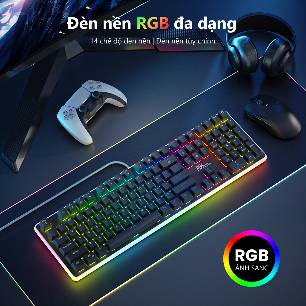 Bàn phím cơ có dây có đèn nền Royal Kludge Rk918 Full RGB Gateron ...