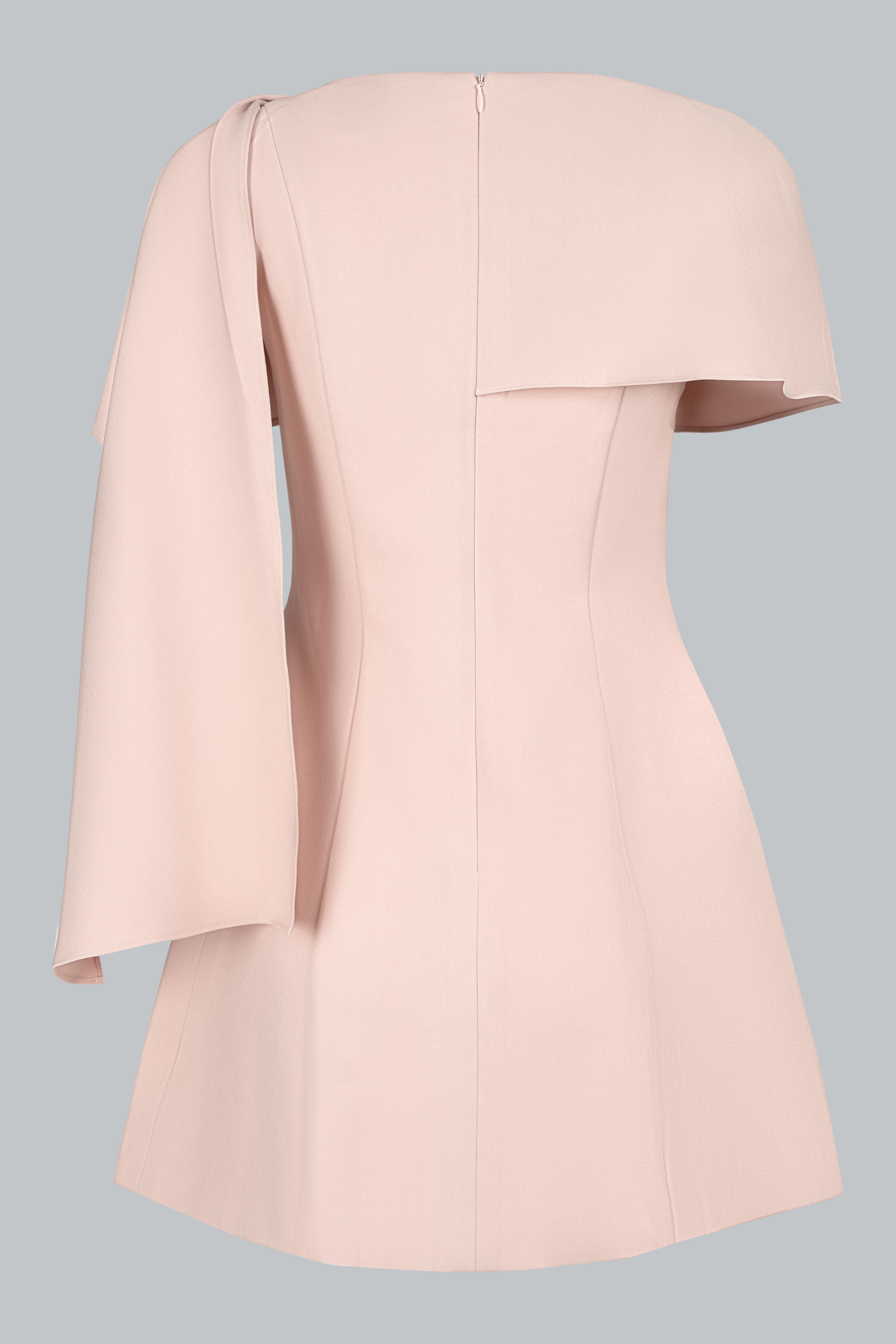 Đầm cổ giả khăn vắt cài hoa