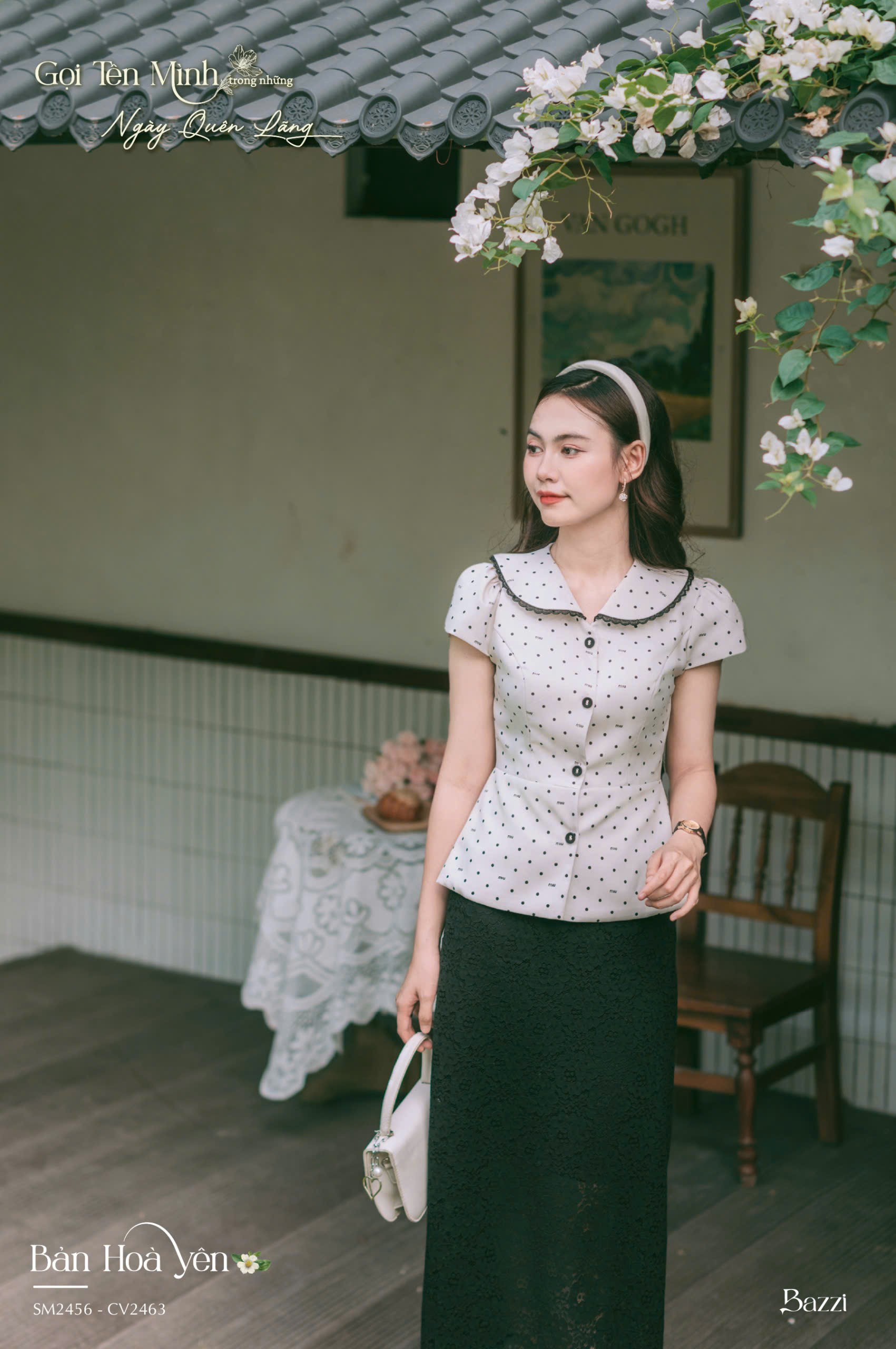 SM2456 - Sơ mi peplum cổ sen viền ren (PK kèm)