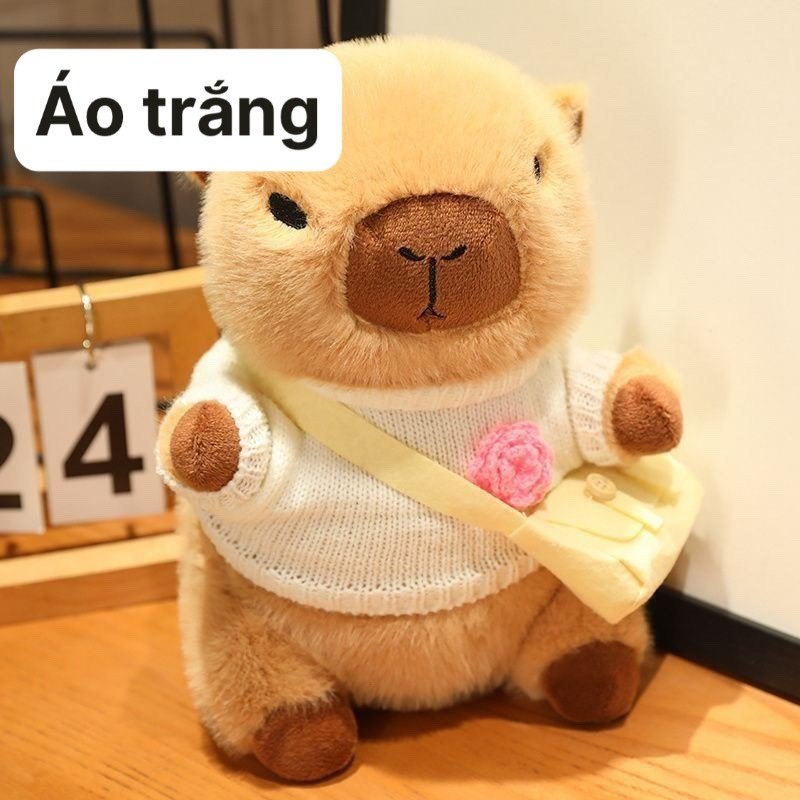 Gấu bông capybara áo trắng