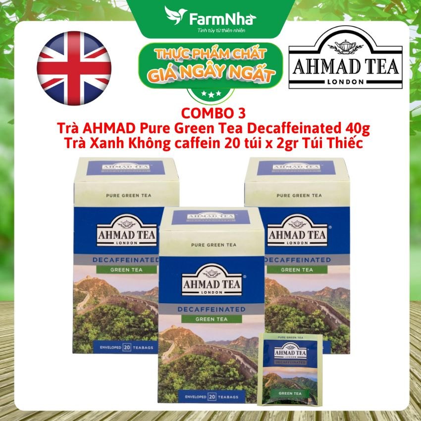 Trà Ahmad Green Tea Decaffeinated 40g – Trà Xanh Không Caffein, Thanh ...