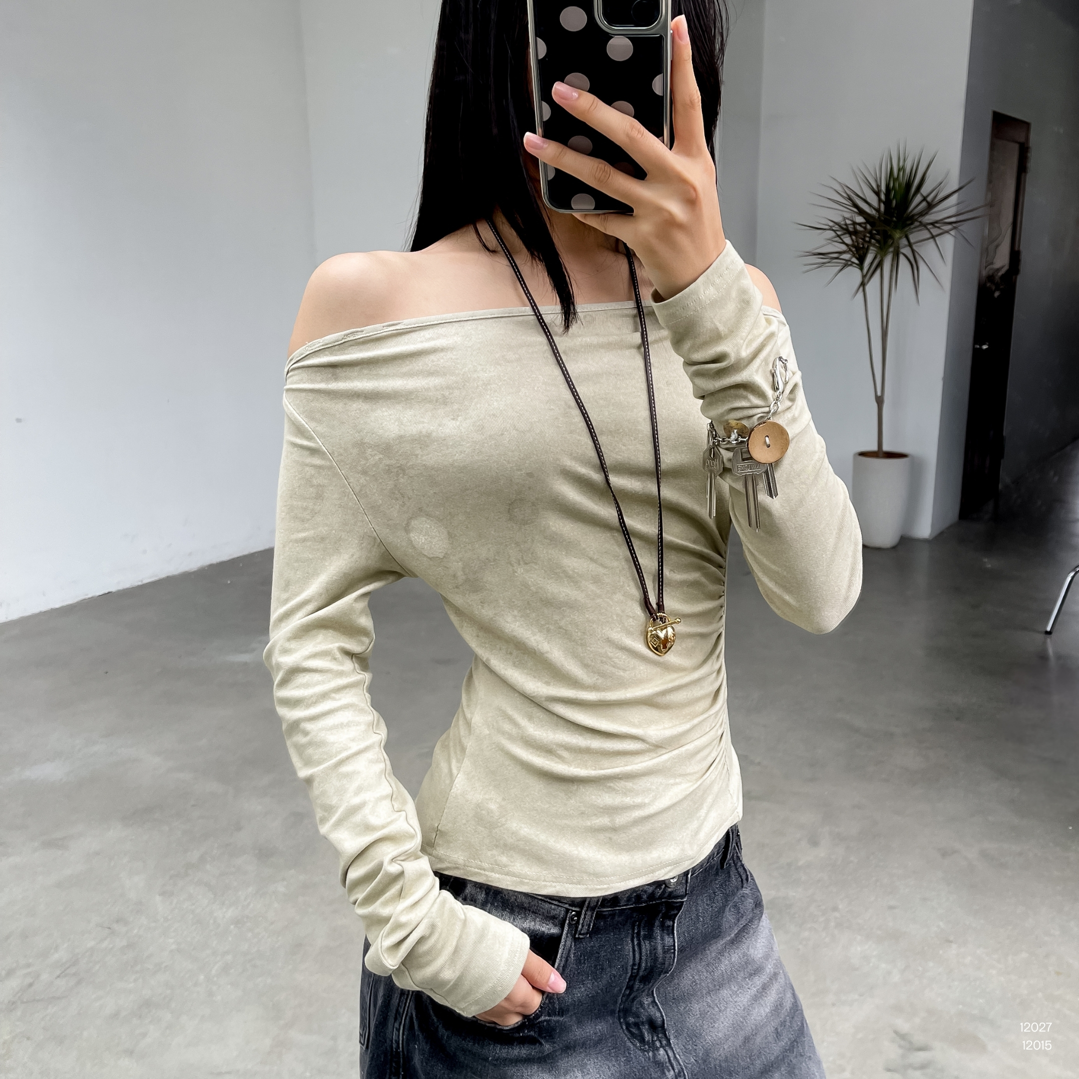 ÁO THUN DÀI TAY TRỄ VAI UNM 60720