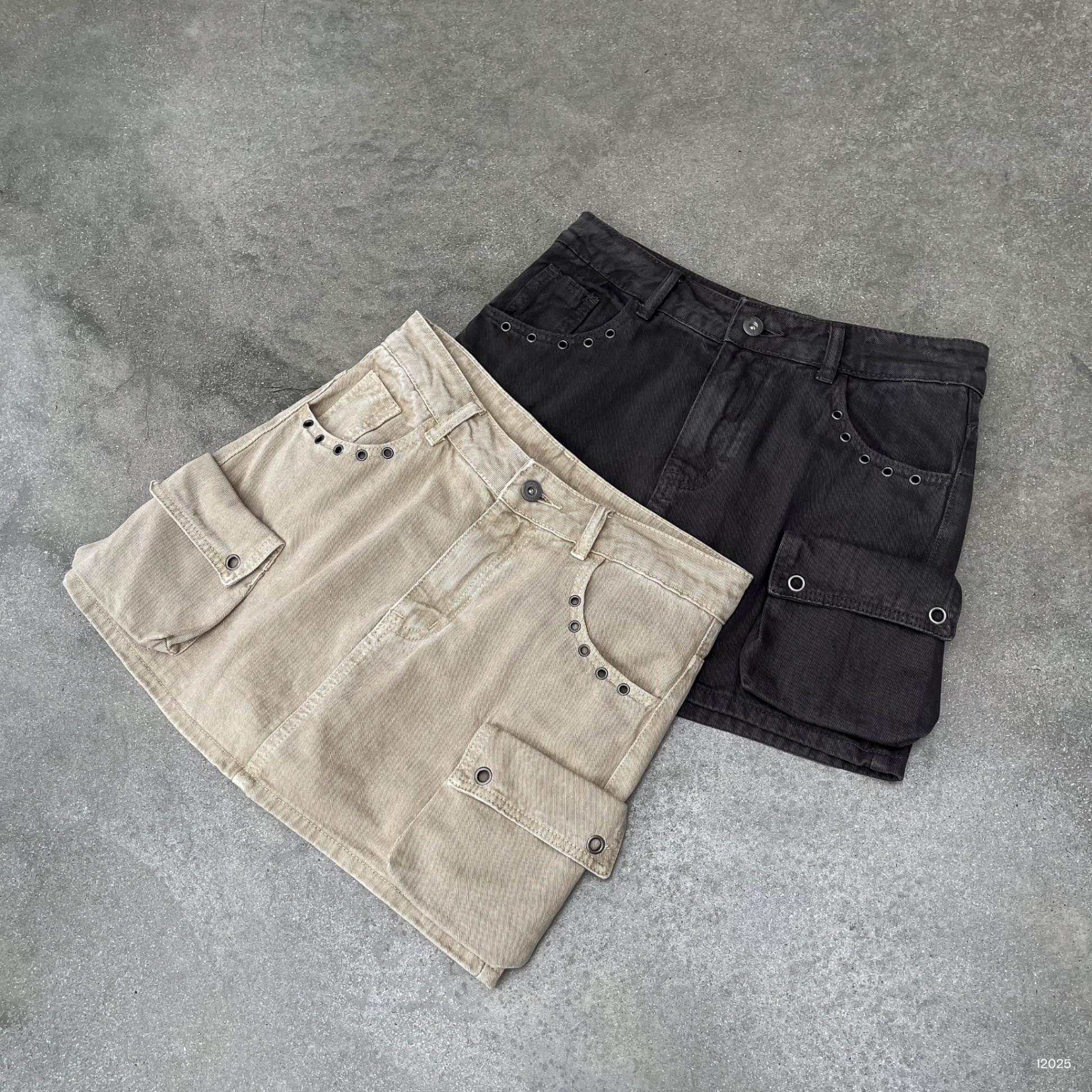 CHÂN VÁY KHAKI WASH TÚI HỘP ĐINH LỖ JUNE 66317