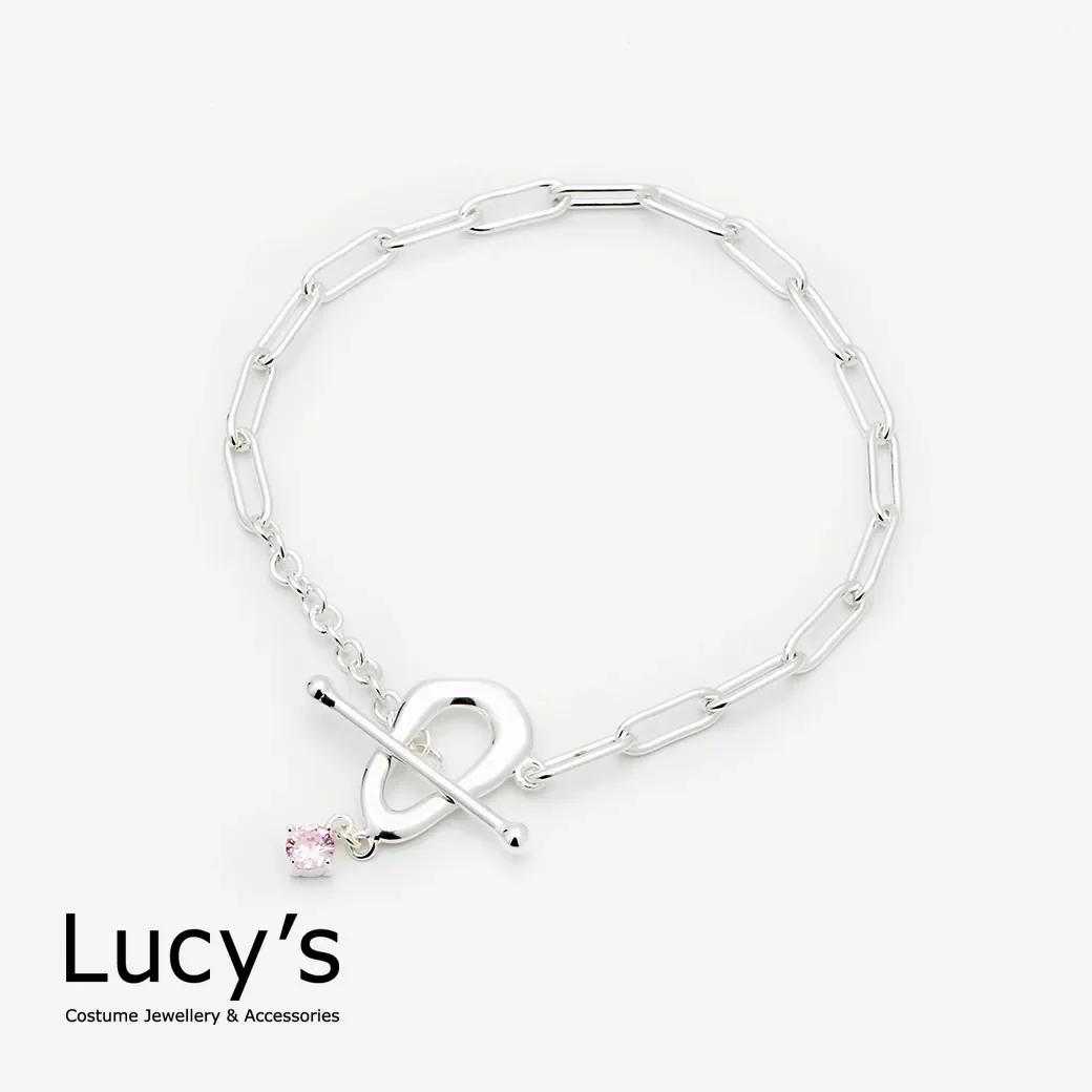 Lắc Tay Khóa Chữ T Kim Cương Đơn Bằng Bạc 925 (Bốn Màu) (105754/105755 ...