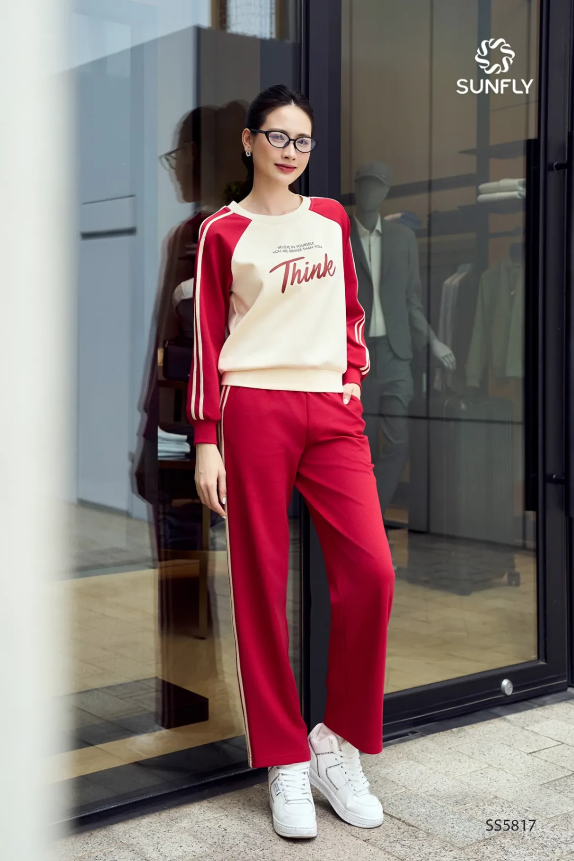 Bộ thể thao nữ poly cotton 2da áo dài quần dài SS5817