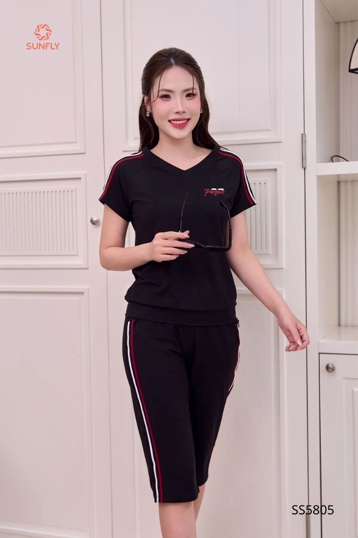 Bộ thể thao nữ cotton compact áo cộc quần ngố SS5805