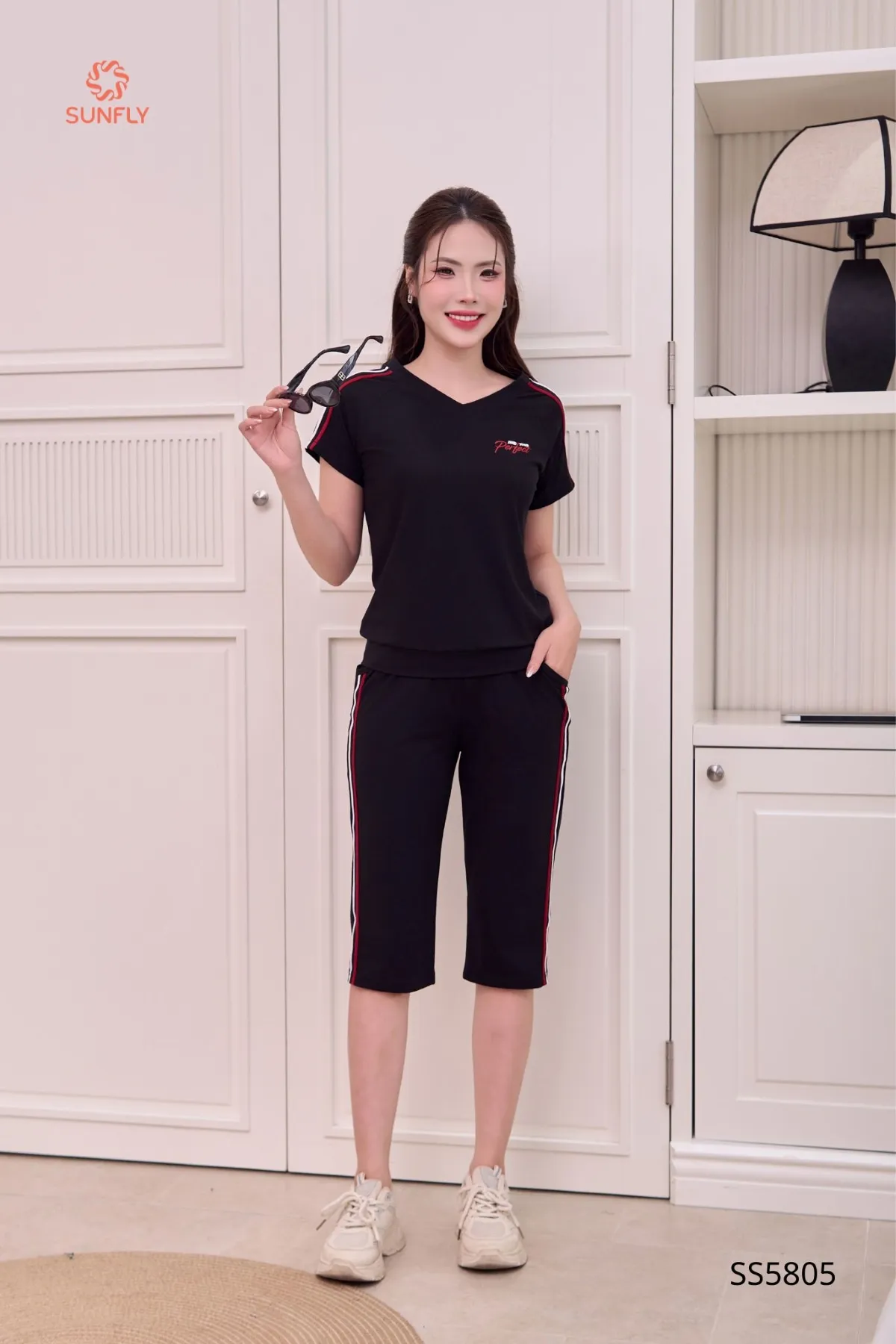 Bộ thể thao nữ cotton compact áo cộc quần ngố SS5805