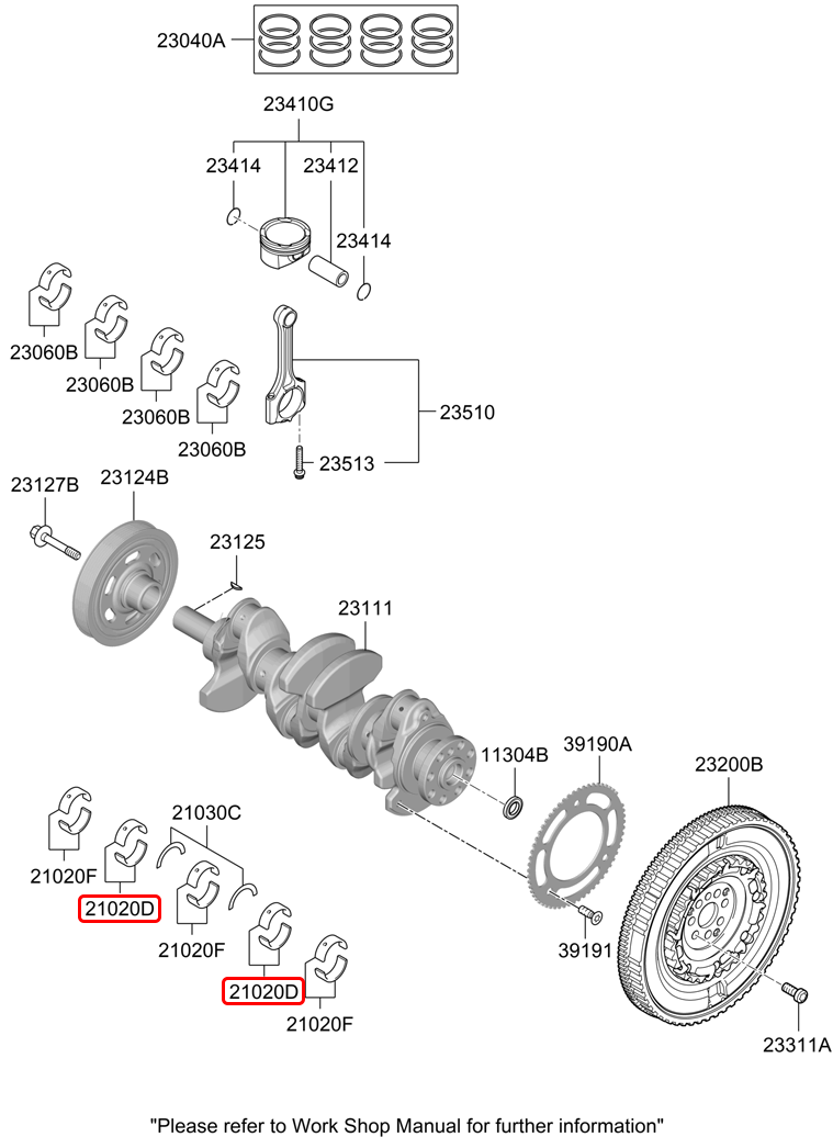 Miểng cốt máy chính hãng HYUNDAI trong | 210202M000