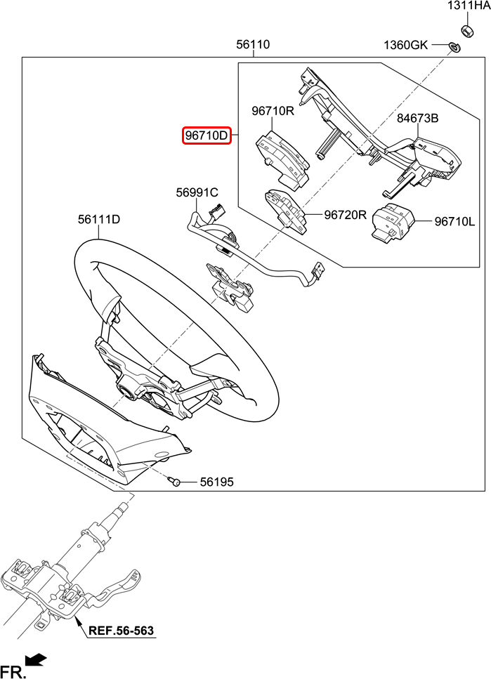 Công tắc vô lăng chính hãng HYUNDAI | 96700B4100RY