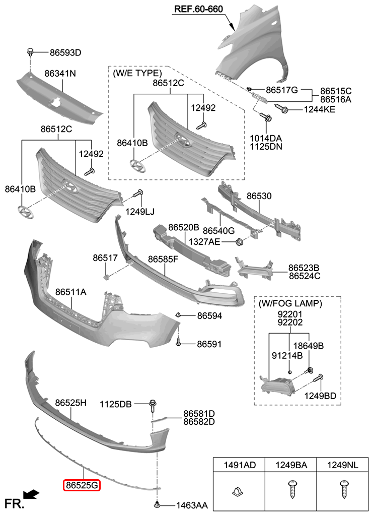 Nẹp dưới cản trước chính hãng HYUNDAI | 865254H700