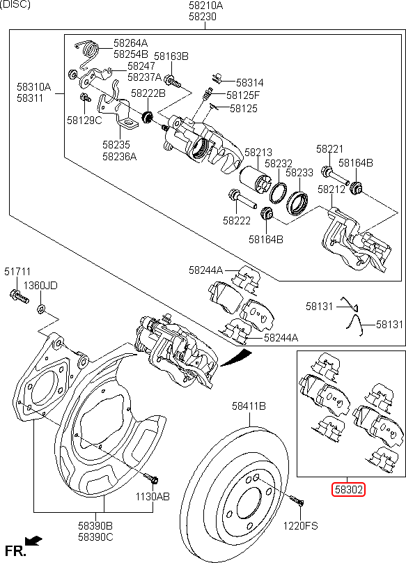 Bố thắng sau chính hãng HYUNDAI | 58302H6A00