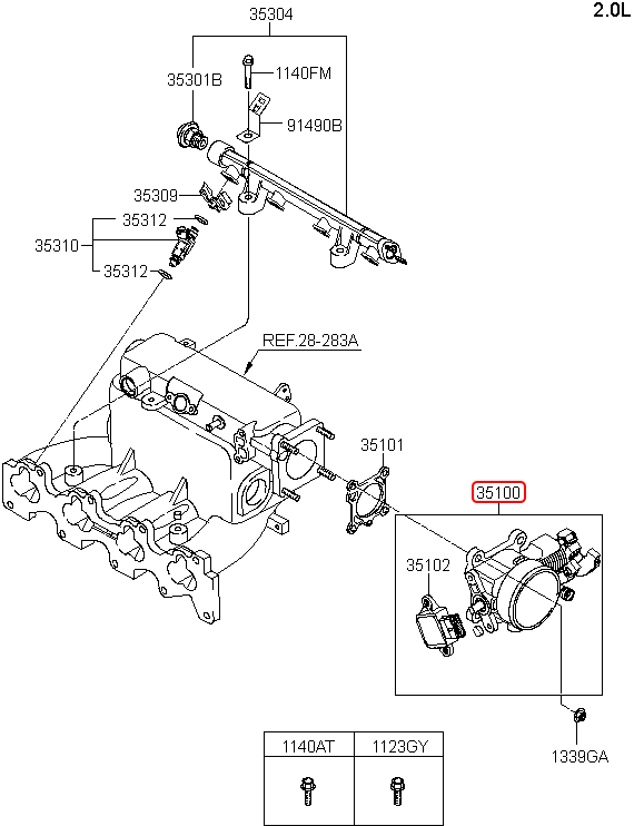 Cụm bướm ga chính hãng HYUNDAI | 3510023701