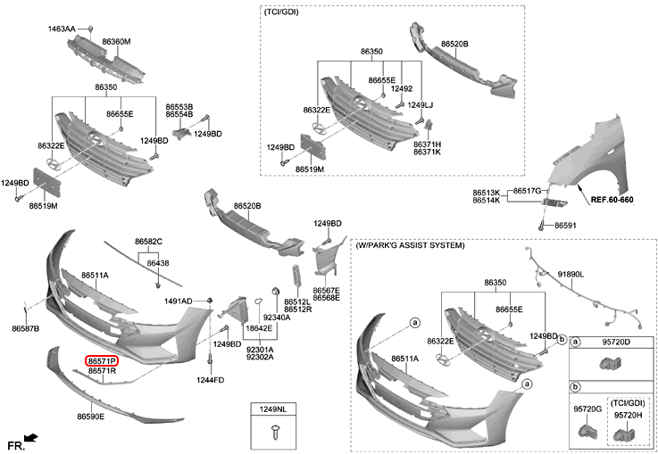 Nẹp cản trước hiệu HYUNDAI LH | 86563F2AA0