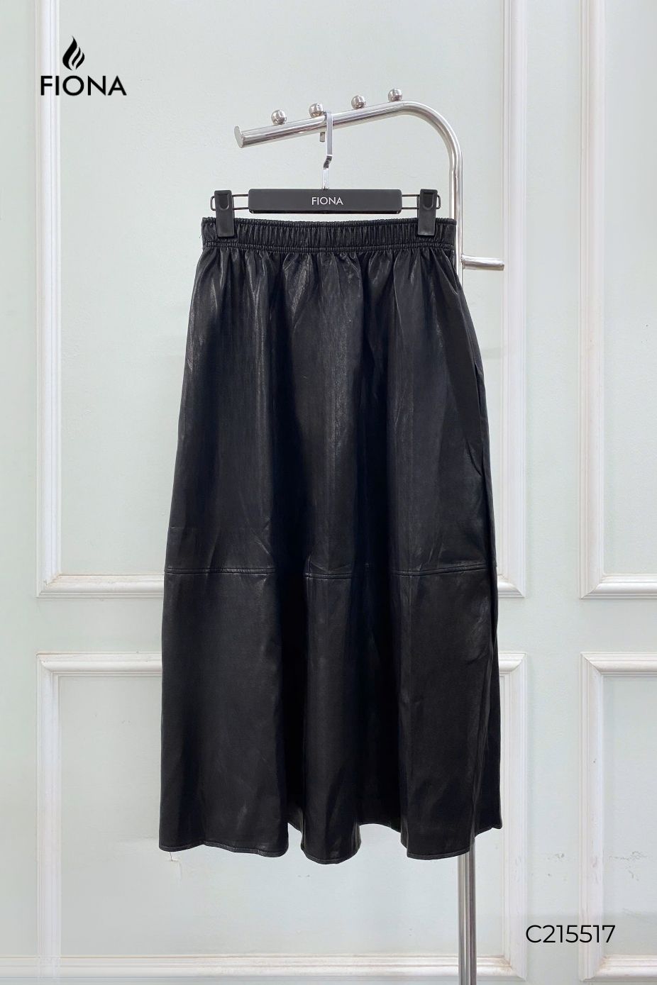 Chân váy da dáng xòe, cạp chun, tùng váy may can, Freesize