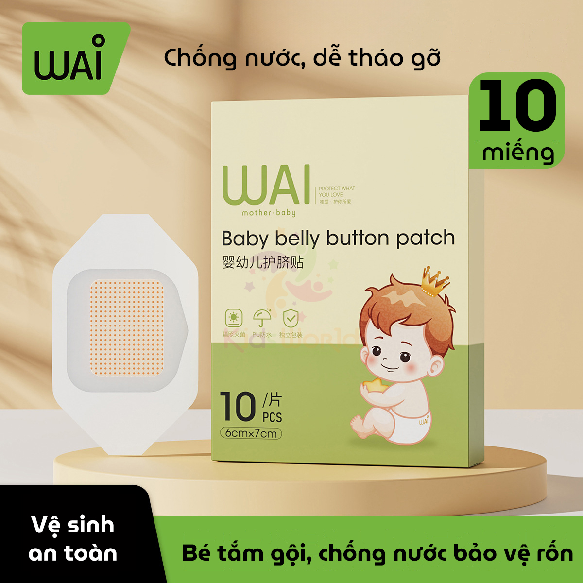 Hộp 30 miếng dán rốn cho trẻ sơ sinh WAI Baby belly button patch chống ...
