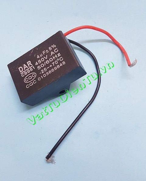 Tụ 4uF 450VAC 2 dây CBB61-4uF450VAC