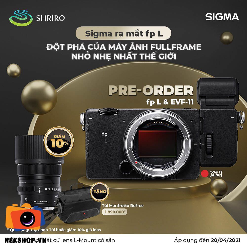 Máy ảnh Fullframe Sigma FP L kèm EVF-11 Chính hãng