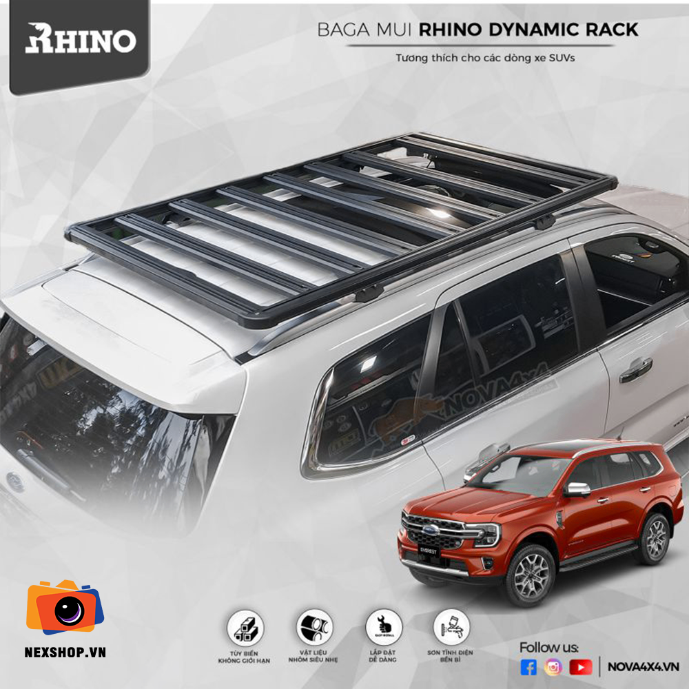 BAGA MUI RHINO DYNAMIC RACK BẰNG NHÔM CHO XE SUVS