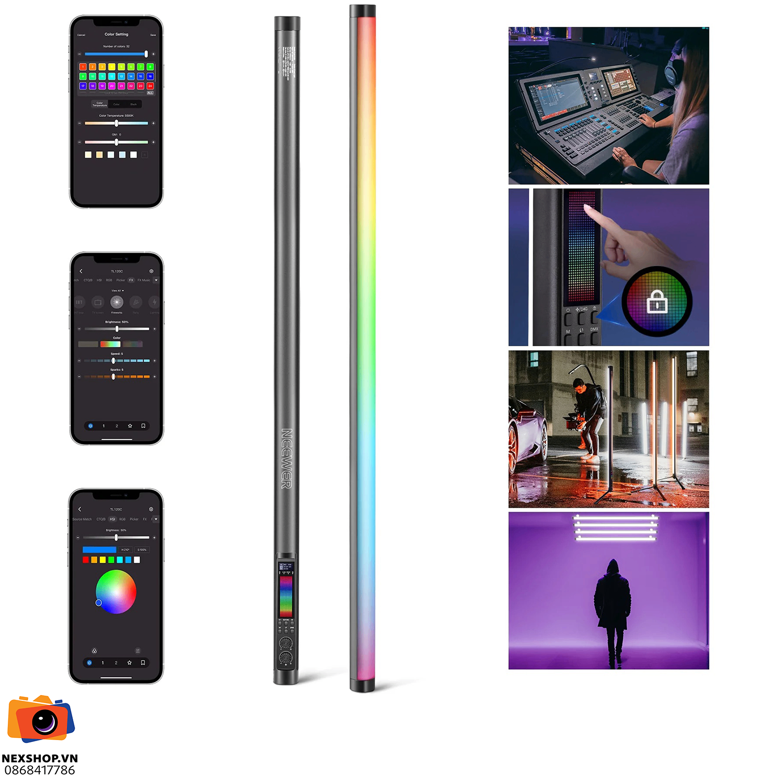NEEWER TL120C RGB Tube Light with APP/2.4G/DMX Control | Chính Hãng