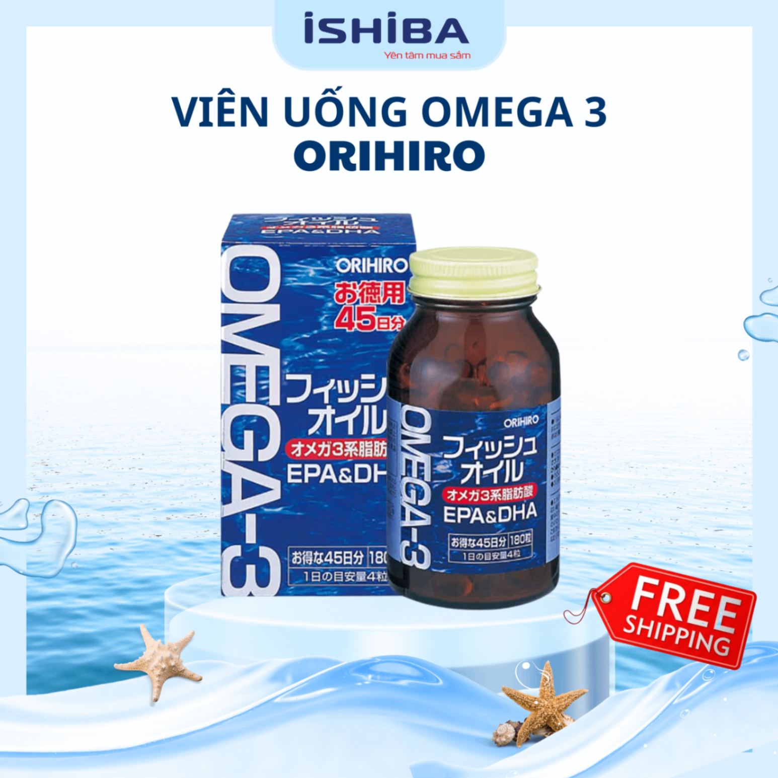 Dầu cá omega 3 ORIHIRO fish oil 180v - NHẬT BẢN (24/th) T10/26
