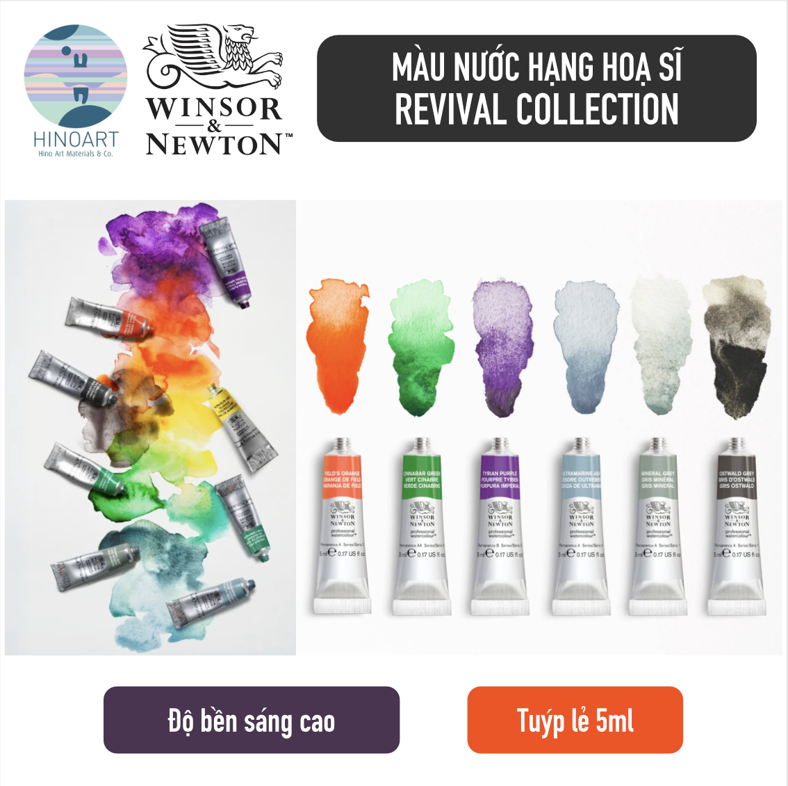 W&N Professional Watercolour Revival Collection - tuýp lẻ 5ml